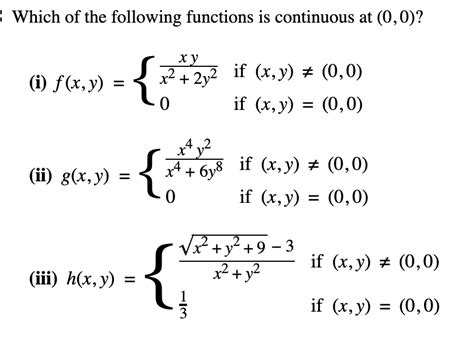 Solved Which Of The Following Functions Is Continuous At