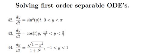 Solved Solving First Order Separable Ode Dytdt Sin 2