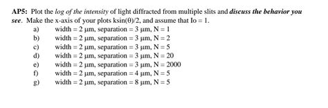 AP Plot The Log Of The Intensity Of Light Chegg