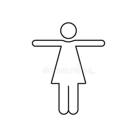 Woman Figure Line Icon With Arms Outstretched Health Wellness And Medical Examinations In