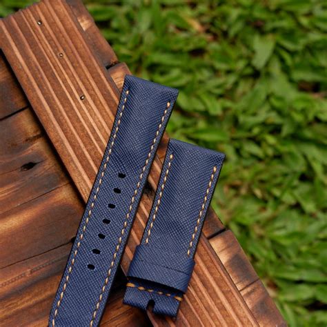 Breitling Navitimer Straps Saffiano Navy Blue Patina Stitch Liger