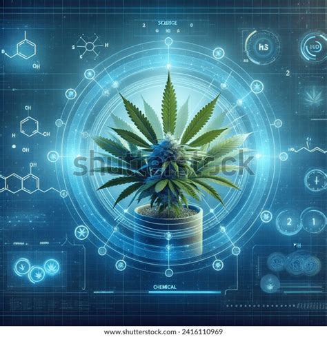 Cannabis Chemical Symbol Molecule Matrix Science Ai Generated Image