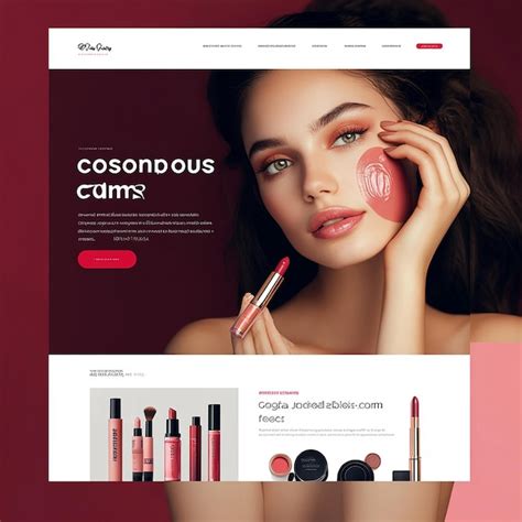Cosmetics Website Landing Page Premium AI Generated Image