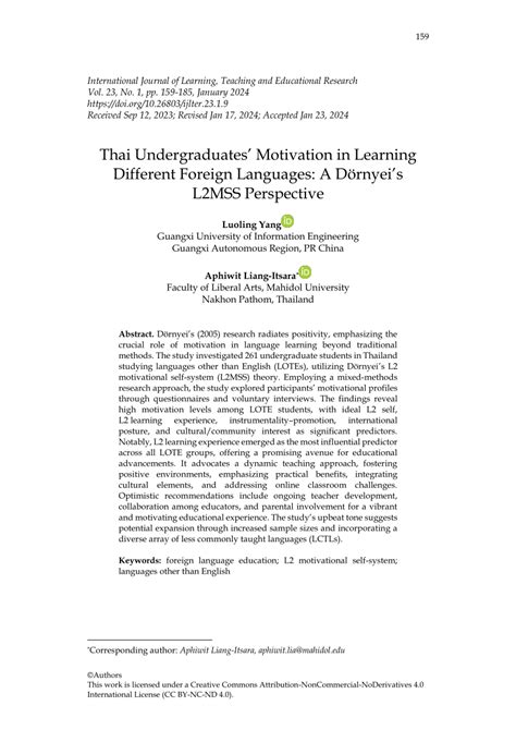 Pdf Thai Undergraduates Motivation In Learning Different Foreign