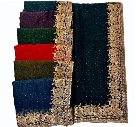 Blue Ladies Embroidered Georgette Party Wear Saree At ₹ 895piece In Surat