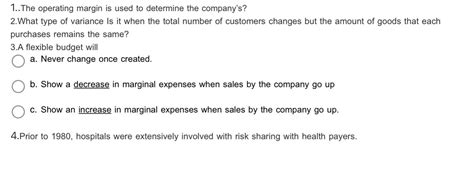 Solved The Operating Margin Is Used To Determine The Chegg