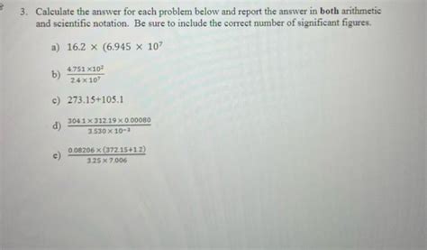 Solved Calculate The Answer For Each Problem Below And Chegg