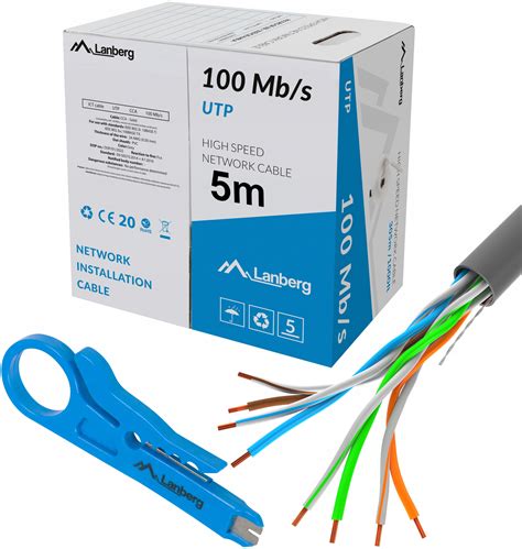 KABEL PRZEWÓD SIECIOWY LAN SKRĘTKA UTP KAT 5E CAT 5E 5M LANBERG Sklep