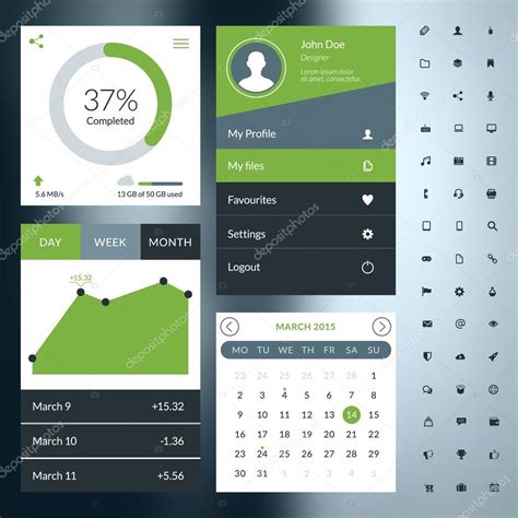 Set Of Flat Design UI Elements For Website And Mobile Applications Stock Vector Image By
