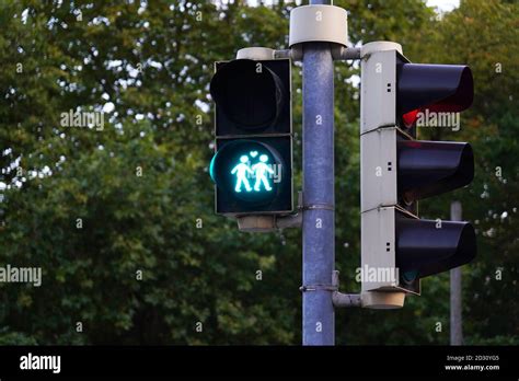 Pedestrian Traffic Lights With Homosexual Couple Walking Figure Stock Photo Alamy
