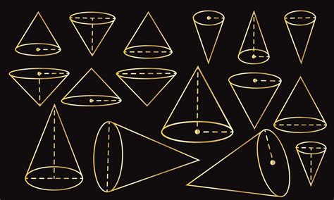 Elegant Golden Cone Math Set For Exercise 56683654 Vector Art At Vecteezy