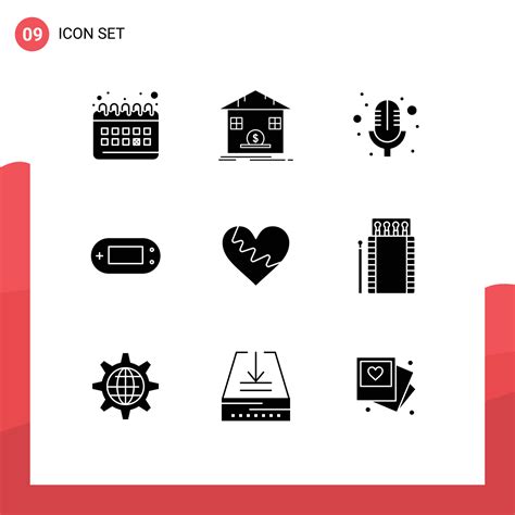 Conjunto De 9 9 Moderno Ui íconos Símbolos Señales Para Amor Psp Banco