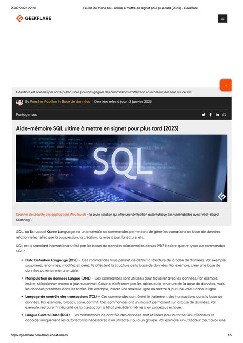 Feuille Sql Aide Memoire Sql 1474 Fcfa1474 Fcfa 1474 Fcfa1474