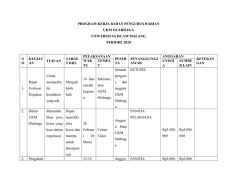 Contoh Program Kerja Bidang Hukum Perumperindo Co Id