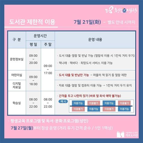 서울특별시교육청개포도서관 이번 주부터 자료 열람과 디지털실 학습실 이용이 가능합니다 거리두기