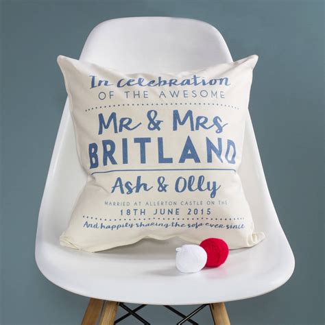 Personalised Wedding Couple Cushion By Oakdene Designs