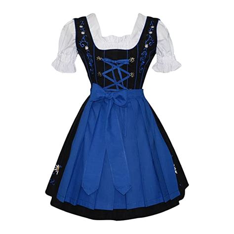 4 Pieces Womens German Dirndl Dress Costumes For Bavarian Oktoberfest