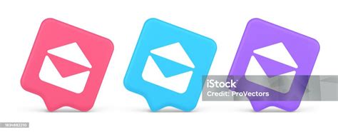 이메일 열기 봉투 편지 수신 수신 메시지 버튼 3d 현실적인 말풍선 아이콘 0명에 대한 스톡 벡터 아트 및 기타 이미지 0명 3차원 형태 가상현실 Istock
