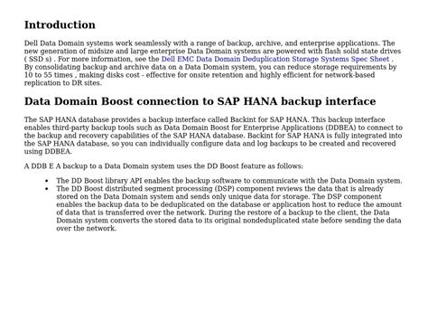 data domain overview dell validated design for sap hana tdi with dell