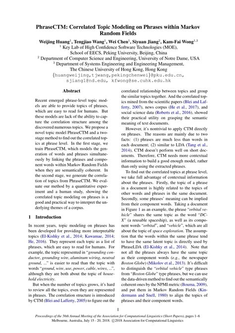 Pdf Phrasectm Correlated Topic Modeling On Phrases Within Markov Random Fields