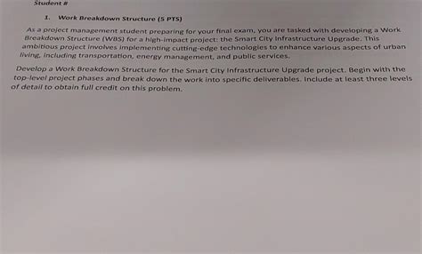 Solved 1 Work Breakdown Structure 5 Pts As A Project