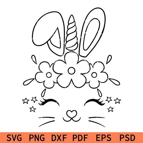 Bunny Unicorn Svg Unicorn Bunny Easter Unicorn Svg Happy Easter Svg