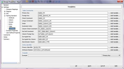 Naming The Not Null Contraints With A Naming Standard Template