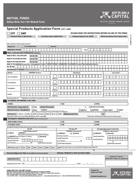 4 Stp Swp Application Form Pdf Mutual Funds Investor