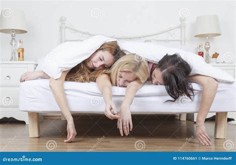 Heavily Drunk Women Sleep In Bed Stock Image Image Of White Fell