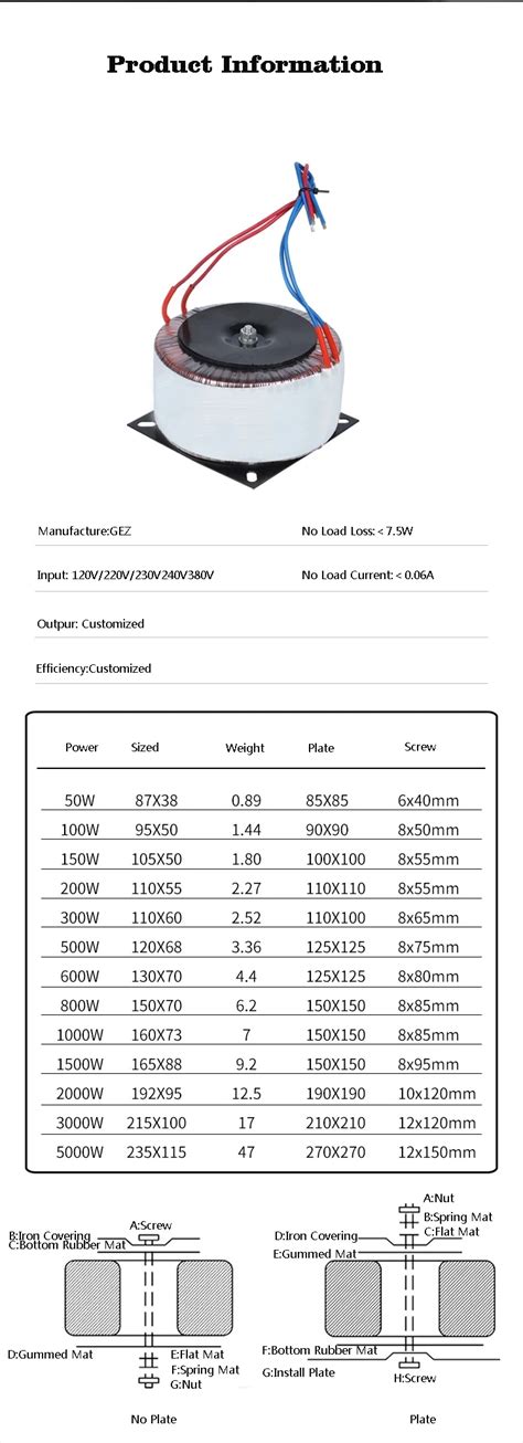Gez Custom Single Phase Transformer 220v Iron Core 24 0 24 High Quality Power Toroidal