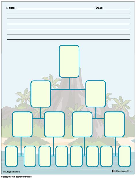 Colorful Island Themed Tree Diagram Worksheet