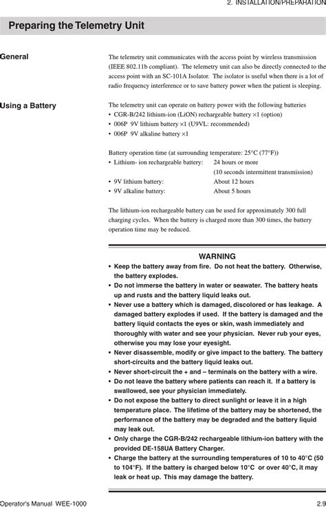 Nihon Kohden ZB 101AA Telemetry Unit User Manual WEE 1000A OM Part 1