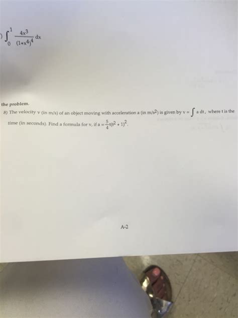 Solved The Velocity V In M S Of An Object Moving With Chegg