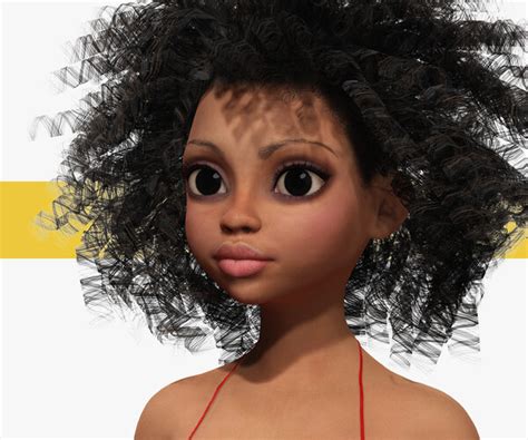 Artstation Naked African Female Cartoon Black Afro Rigged Woman