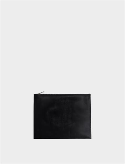 Pouch Leather Clutch Bag Smooth Black Handmade In Australia A Esque