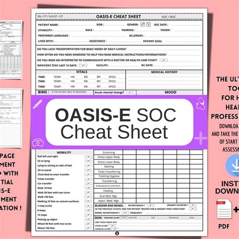Home Health Cheat Sheets Etsy