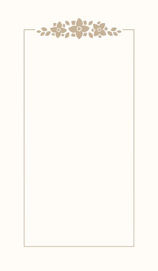 꽃 베이지 수직 직사각형 프레임입니다 식물 보호 테두리 벡터 그림입니다 결혼식 행사 간판 로고 레이블 소셜 미디어 게시물 등을위한 심플하고 우아한 낭만적 인 스타일 0명에