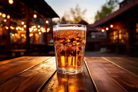 Premium Ai Image Glass Of Cold Beer On Wooden Table Generative Ai