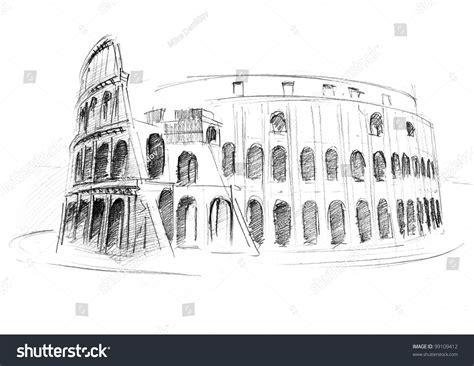 Colosseum Pencil Drawing 3 Thousand Colosseum Drawing Royalty Free