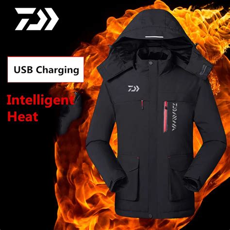 Daiwa мужские зимние толстые хлопковые куртки с Usb подогревом уличная Водонепроницаемая
