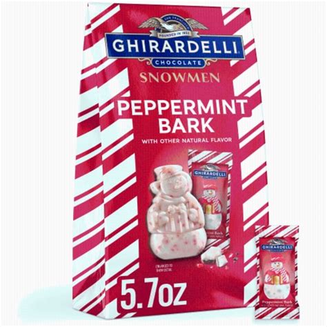 Ghirardelli Peppermint Bark Chocolate Snowman Holiday Candy Bag 57 Oz