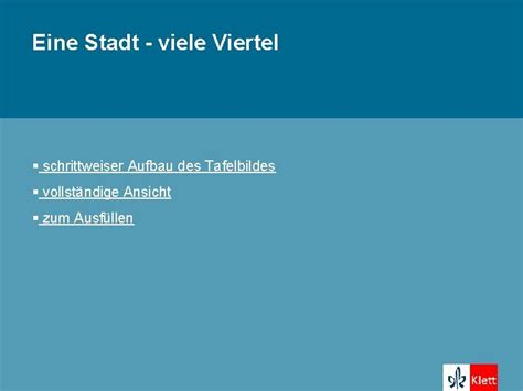Eine Stadt Viele Viertel Schrittweiser Aufbau Des Tafelbildes
