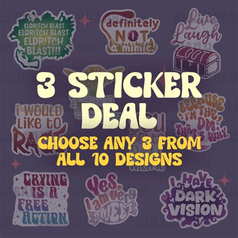 3 Sticker Pack Sticker Dnd Sticker Dm Stic Folksy
