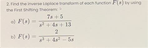 Solved Find the inverse Laplace transform of each function | Chegg.com