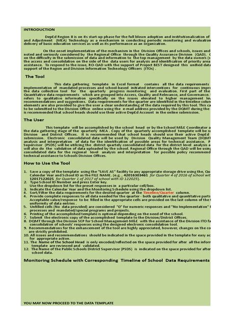 Data Gathering Template School Pdf Evaluation Data