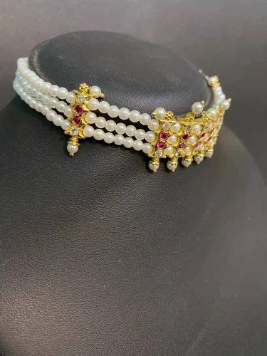 Golden Alloy Chinchpeti Necklace Set Occasion Wedding Size Neck