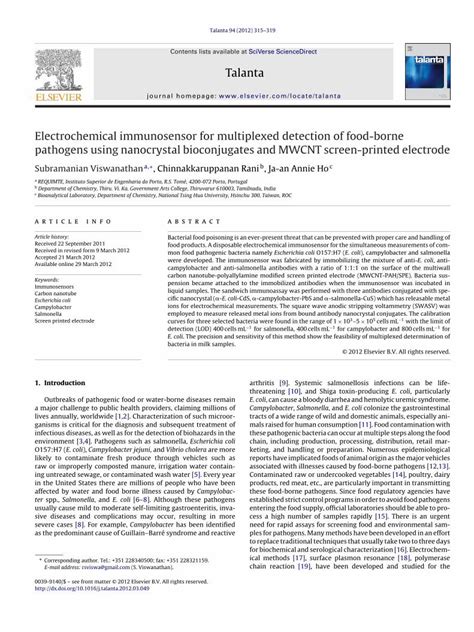 Pdf Electrochemical Immunosensor For Multiplexed Detection Of Food