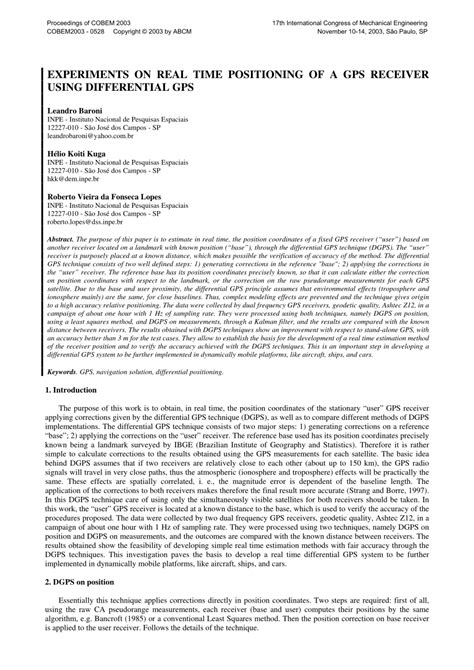 Pdf Experiments On Real Time Positioning Of A Gps Receiver Using