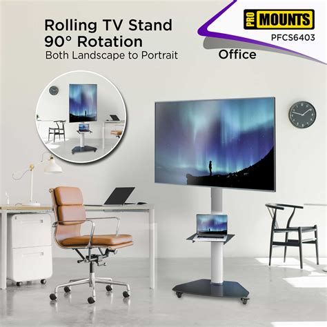 Promounts Portrait And Landscape Rolling Tv Stand Mount For 32 84 Tvs