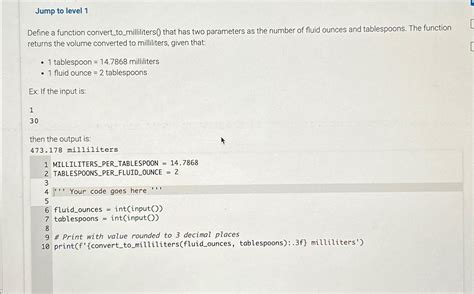 Solved Jump To Level Define A Function Convert Chegg